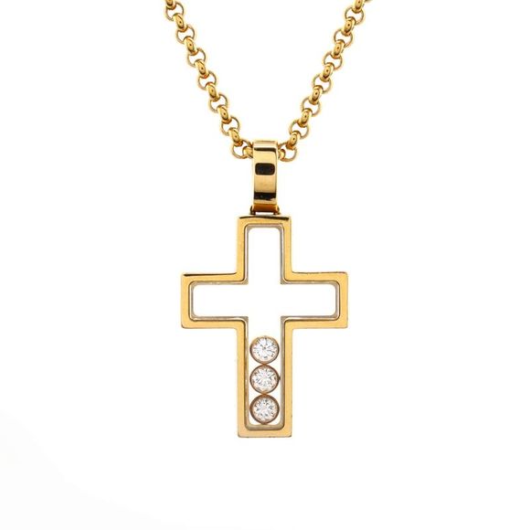 Chopard | Jewelry | Chopard Happy 3 Diamonds Cross Pendant Necklace 8k ...
